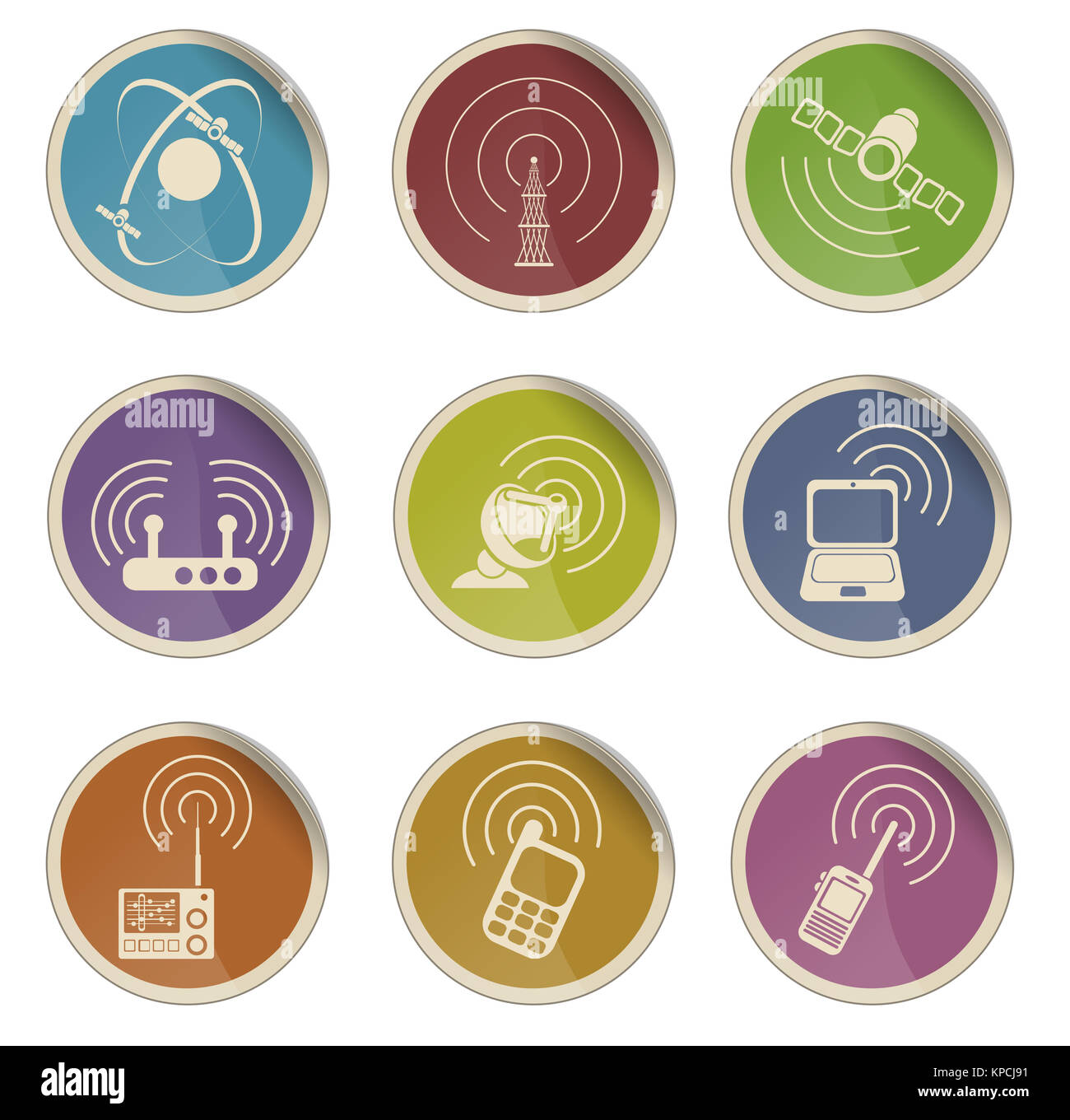 Radio signal vector icons Stock Photo - Alamy