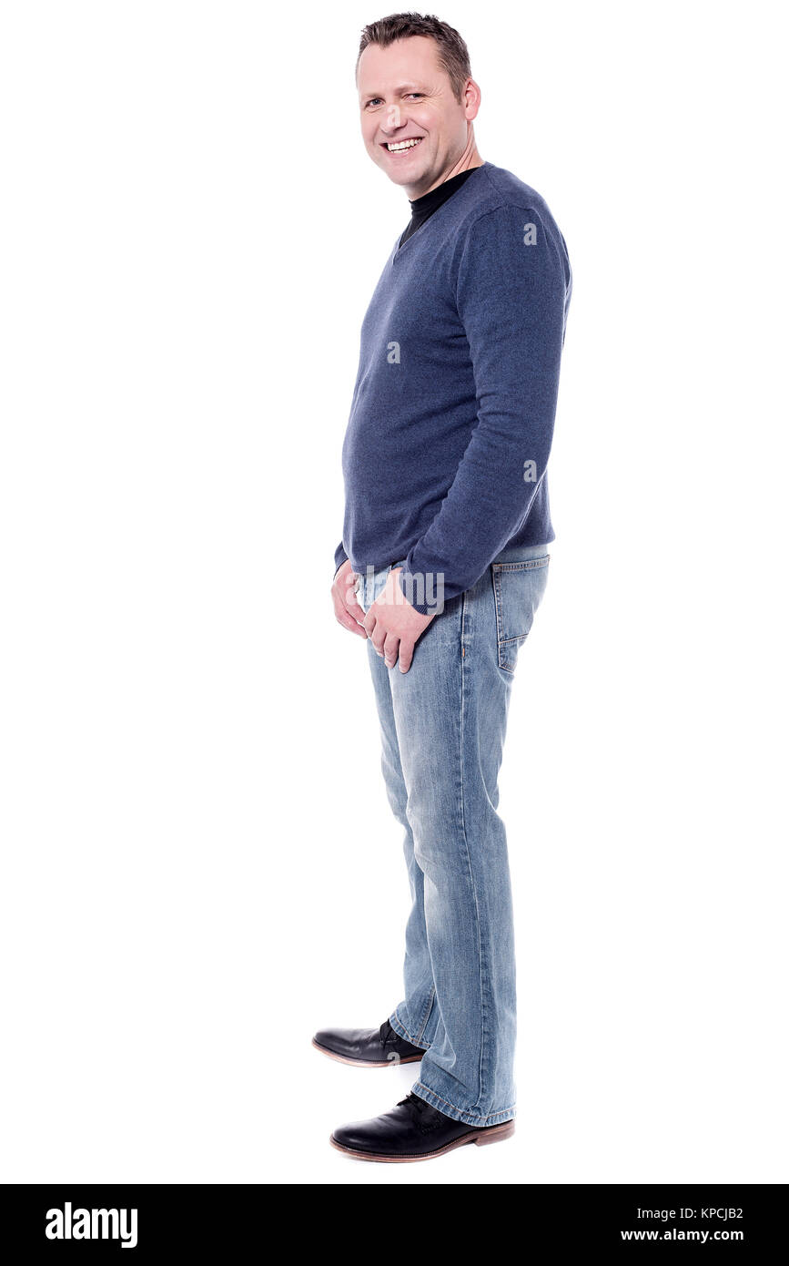Side pose of casual man Stock Photo - Alamy