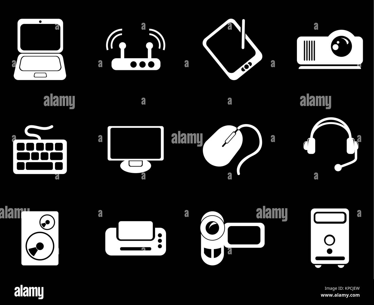 Computer equipment simple vector icons Stock Photo - Alamy