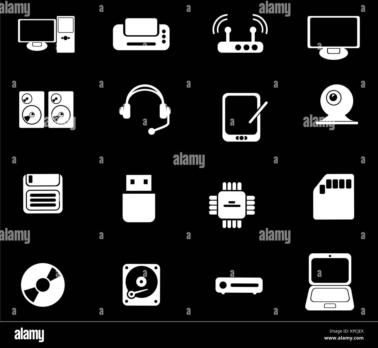 Computer equipment simple vector icons Stock Photo - Alamy
