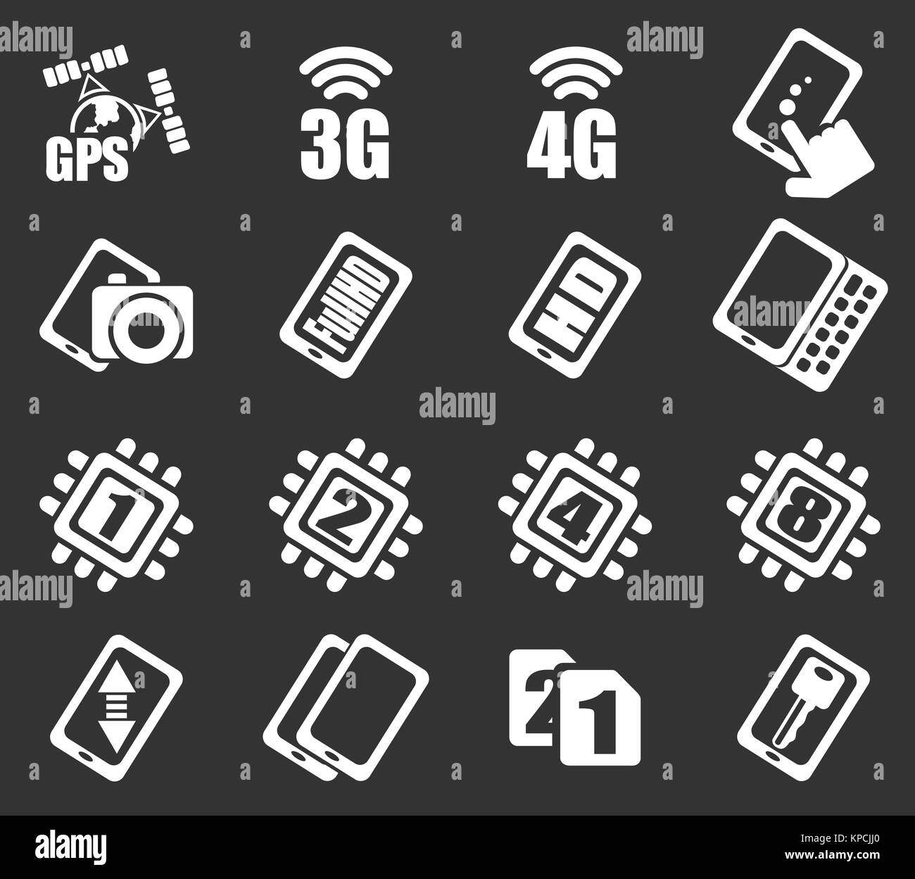 Mobile or cell phone, smartphone, specifications and functions Stock ...