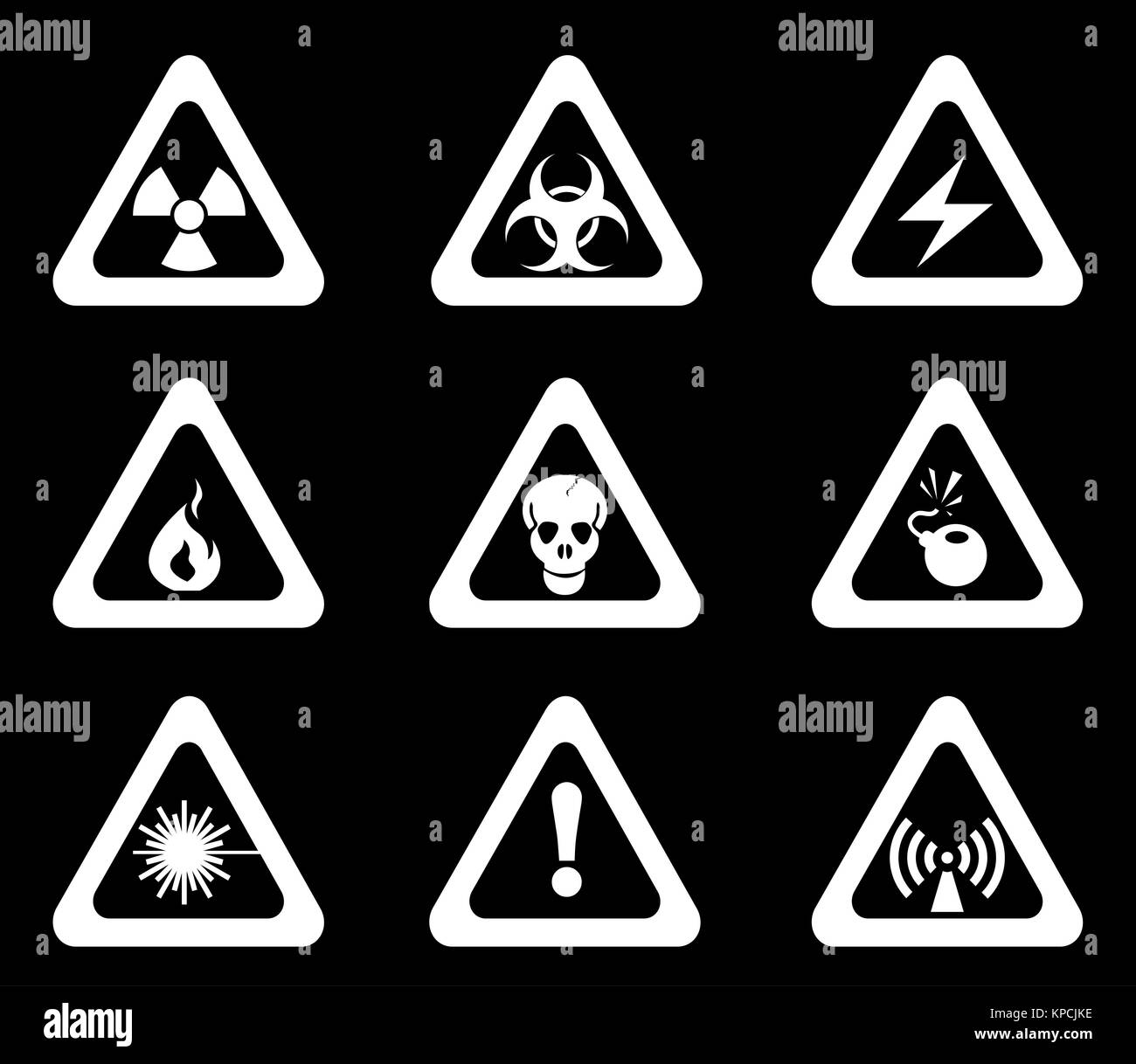 Hazard Sign Icons Stock Photo - Alamy