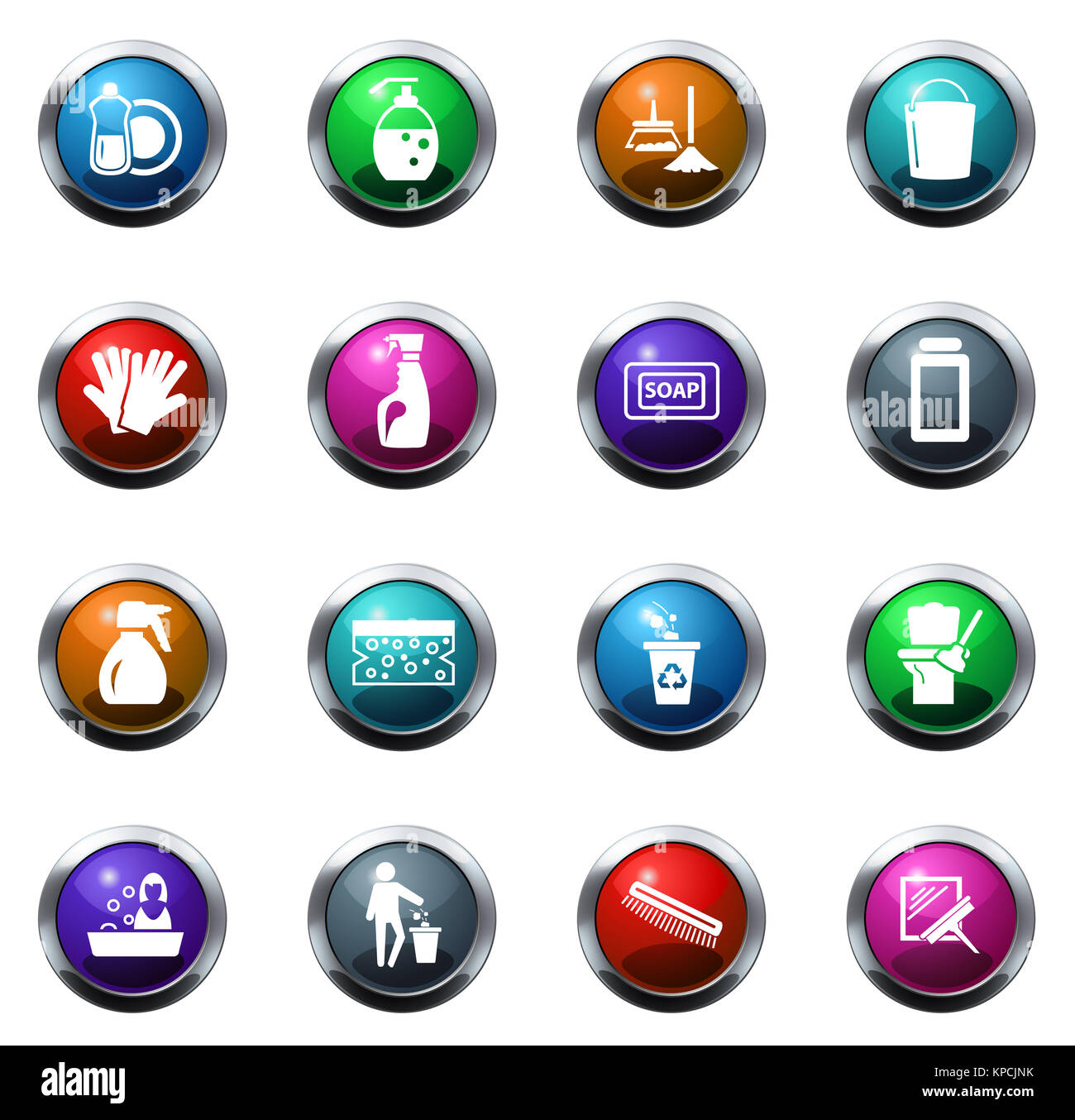 Cleaning company icons set Stock Photo - Alamy