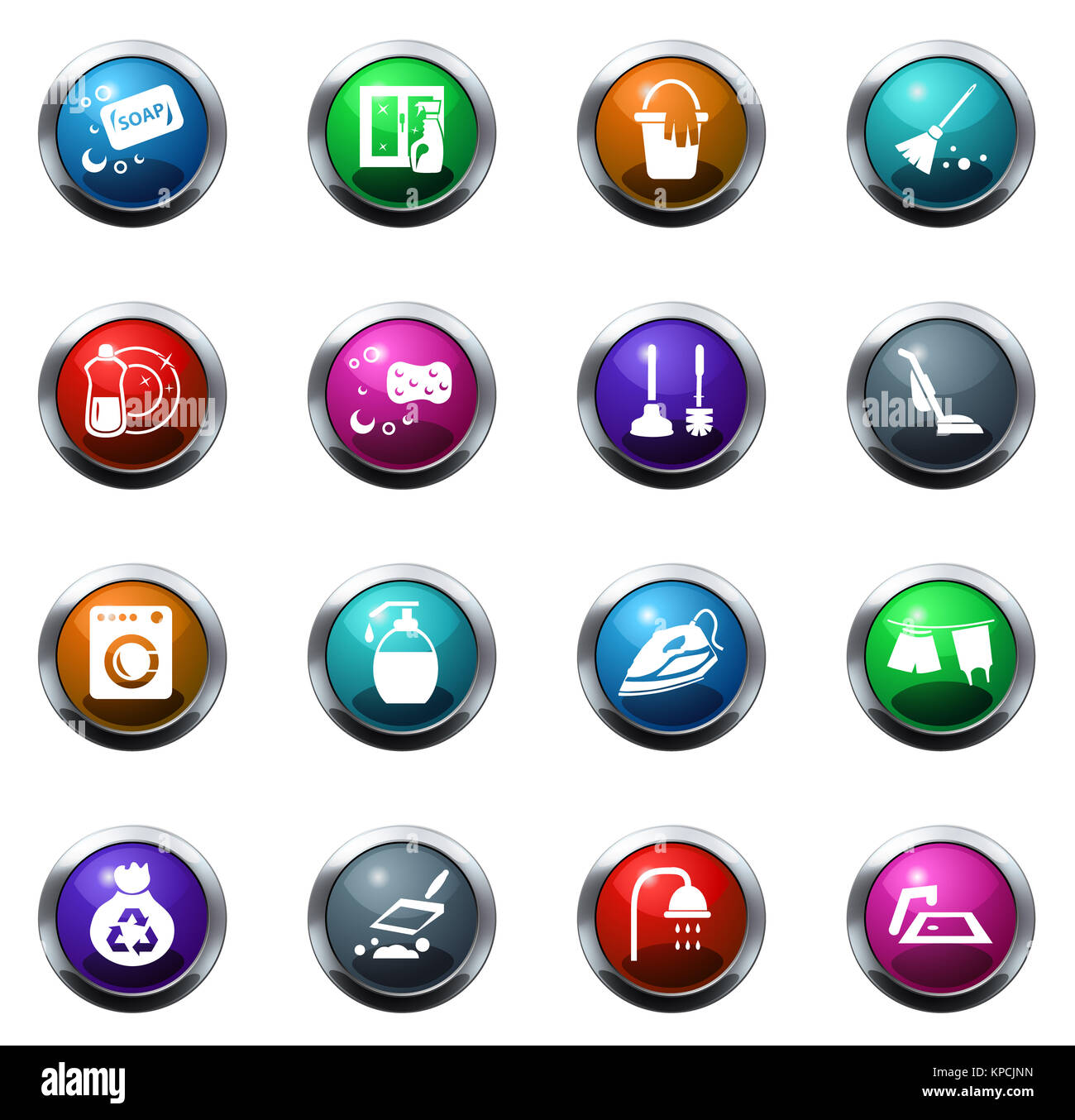 Cleaning company icons set Stock Photo - Alamy