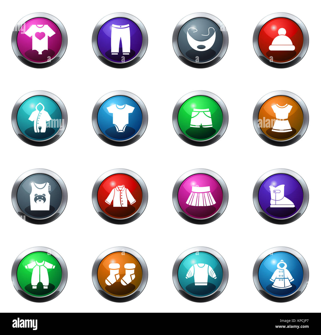 Baby clothes icons set Stock Photo - Alamy