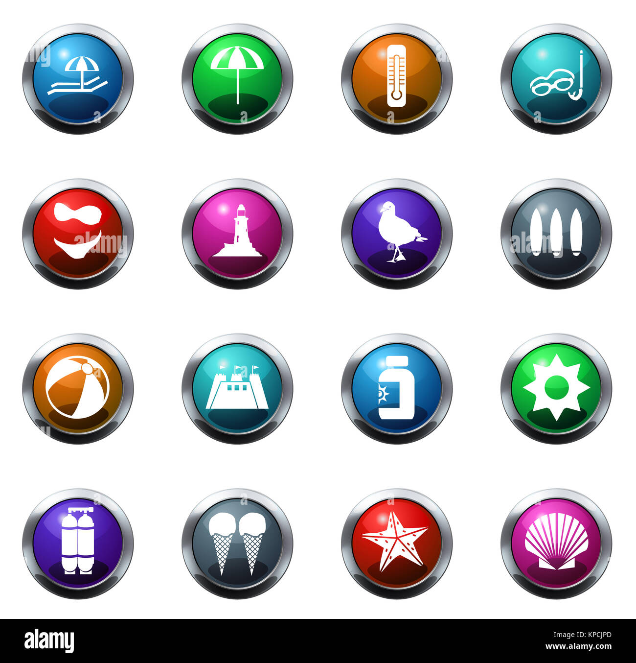 Beach icon set Stock Photo - Alamy