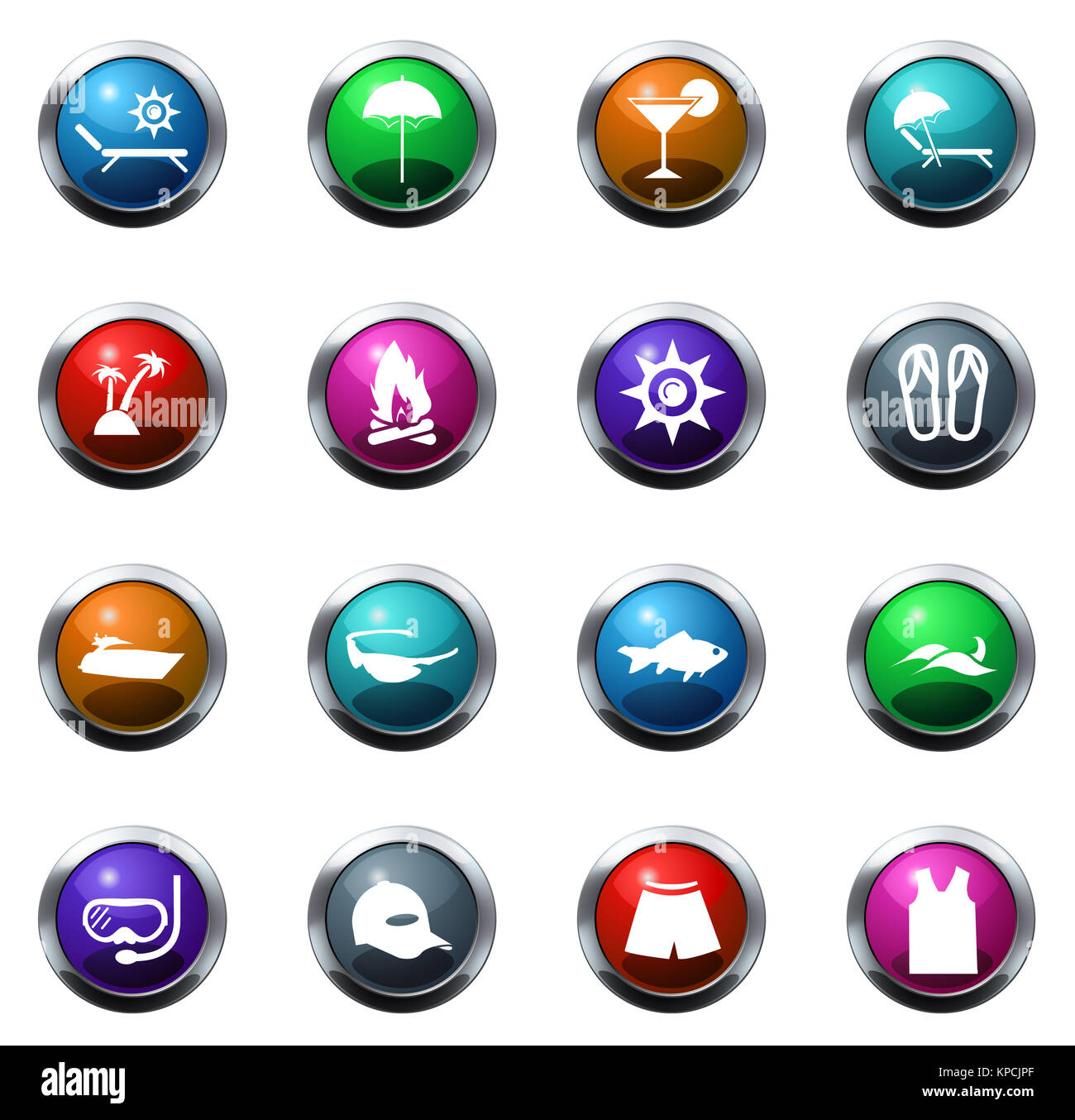 Beach icon set Stock Photo - Alamy