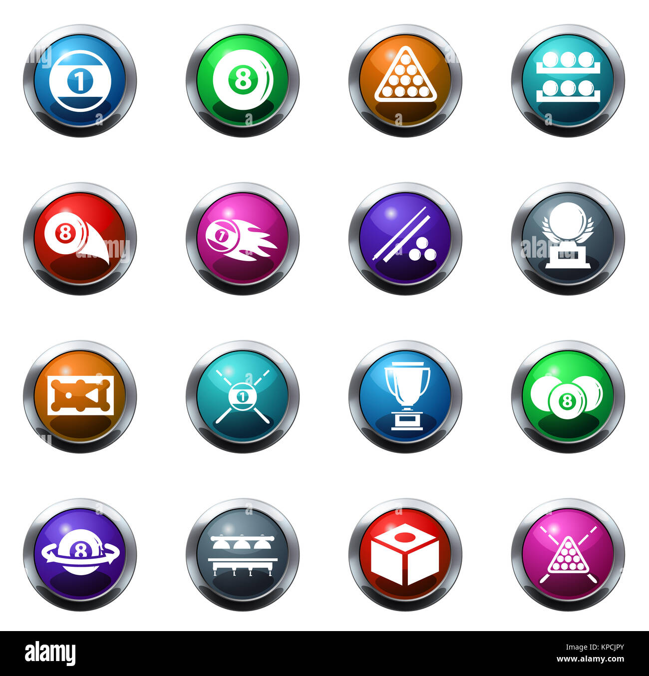 Billiard icons set Stock Photo - Alamy