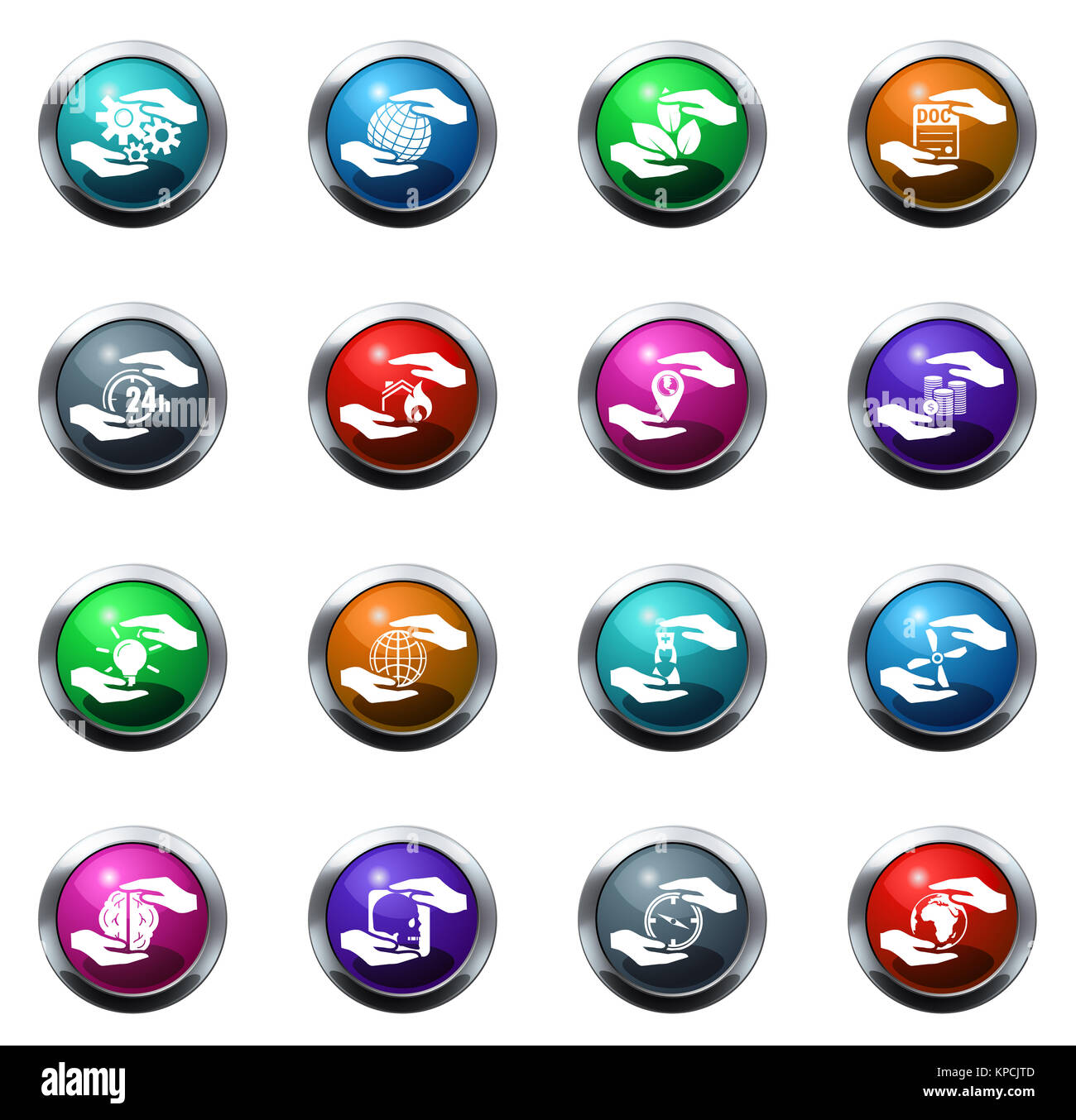 Insurance hands icons Stock Photo - Alamy