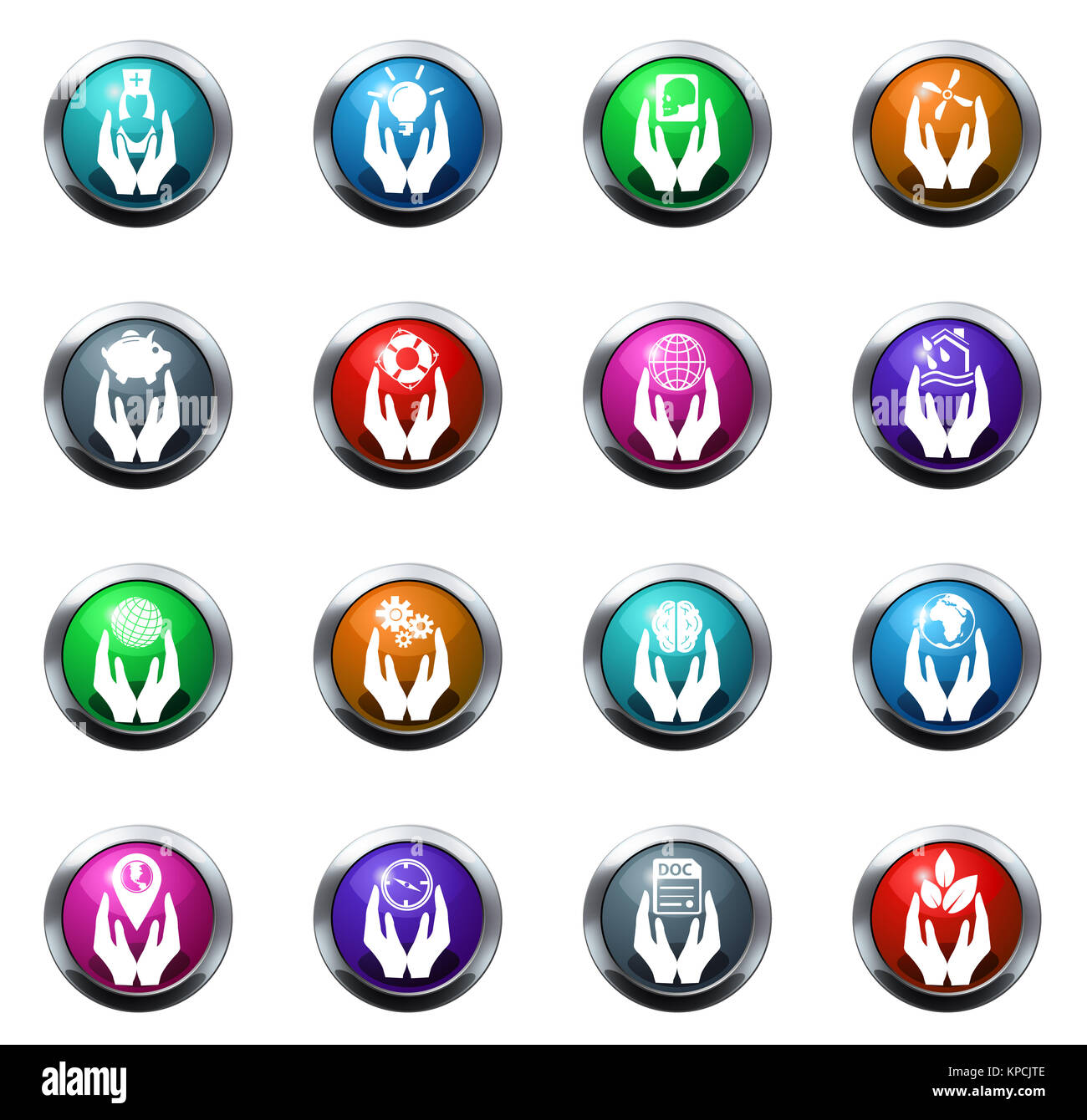 Insurance hands icons Stock Photo - Alamy