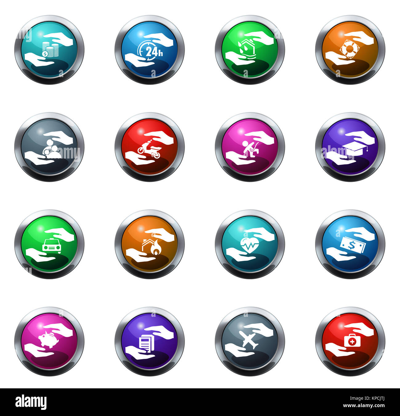 Insurance hands icons Stock Photo - Alamy