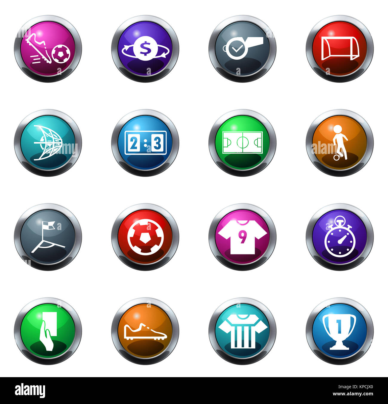 Soccer icons set Stock Photo - Alamy