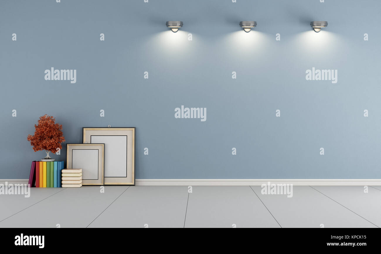 Empty blue room Stock Photo - Alamy