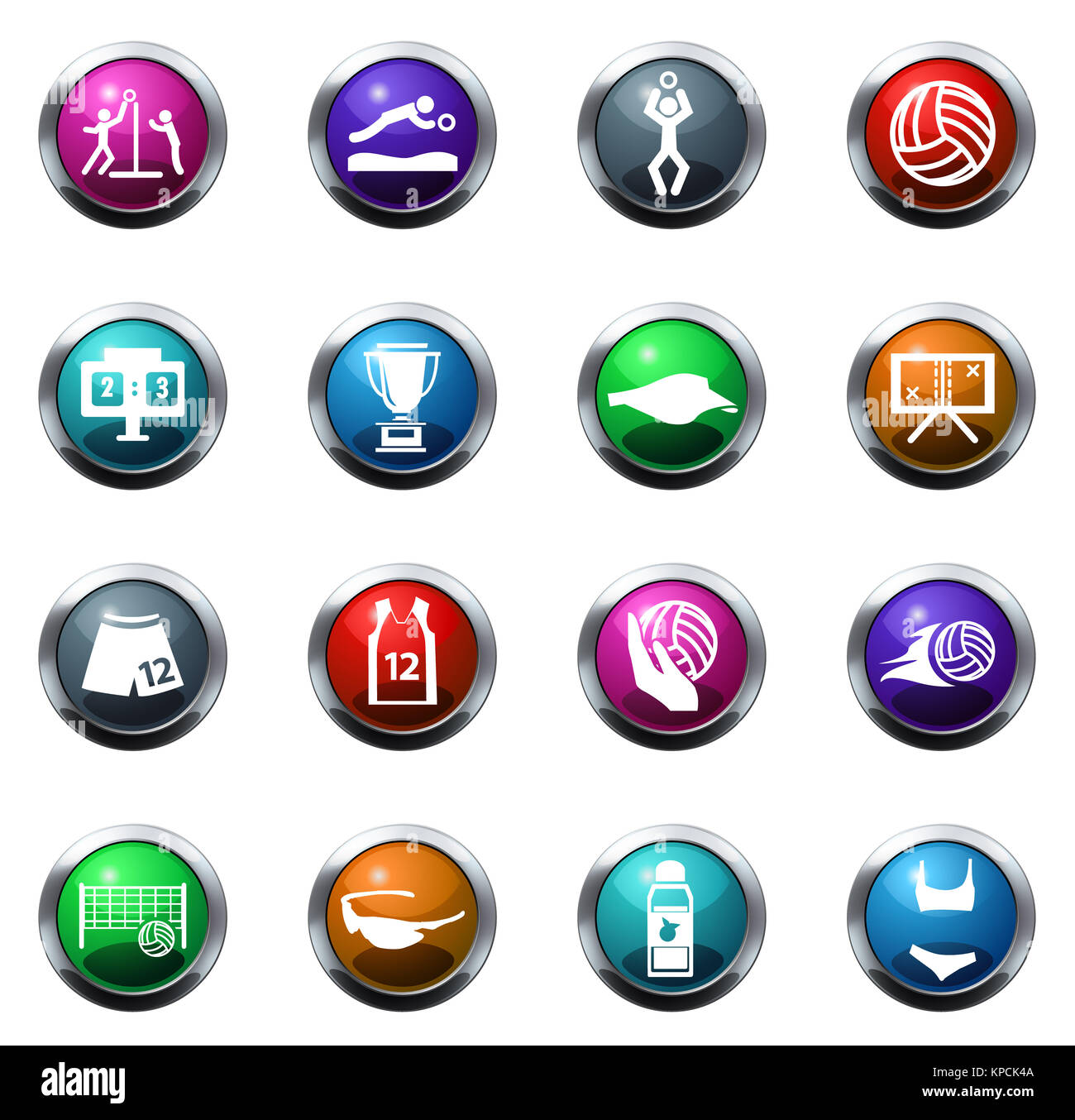 Volleyball icon set Stock Photo - Alamy
