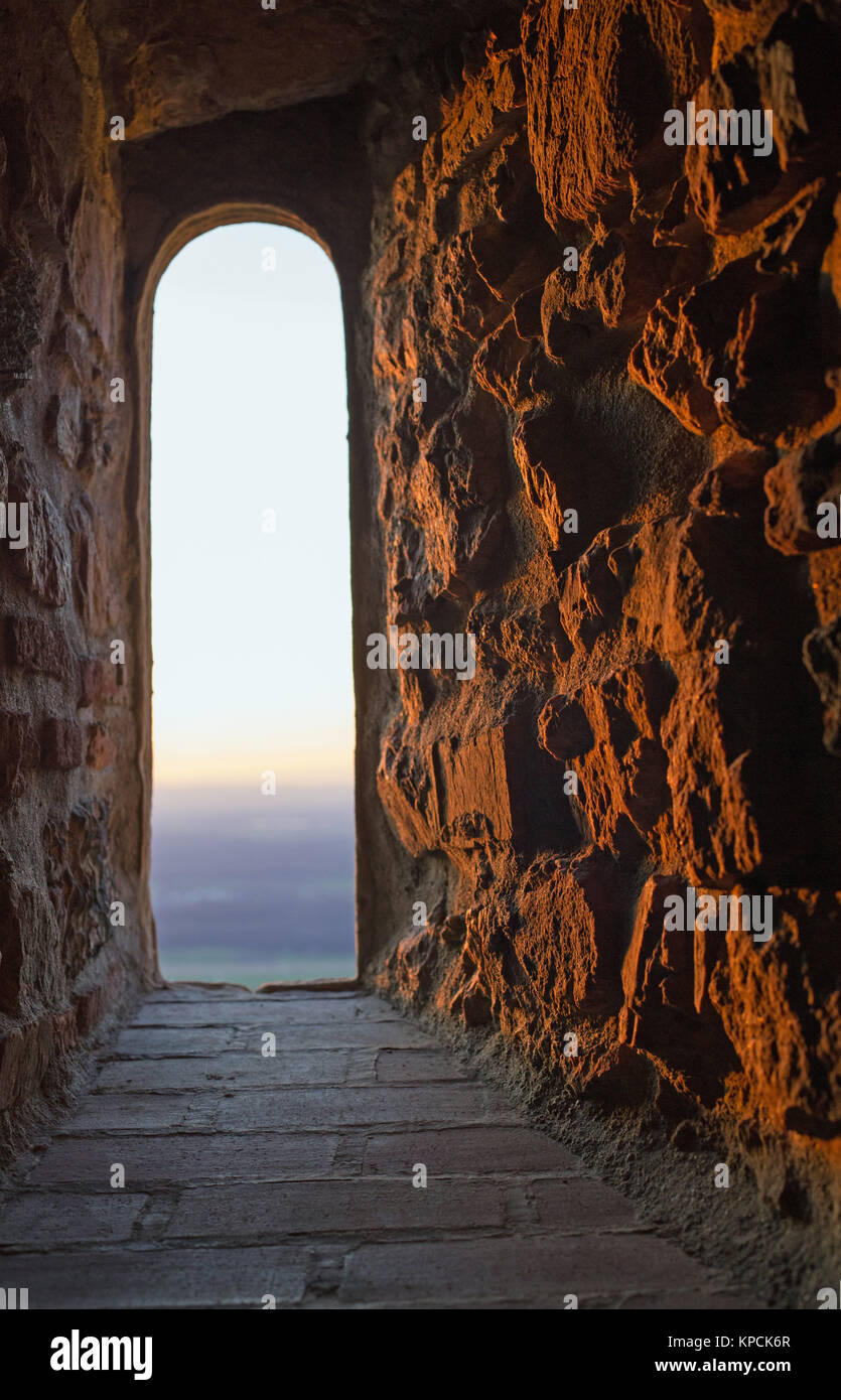 window of a tower of a castle at sunset Stock Photo - Alamy