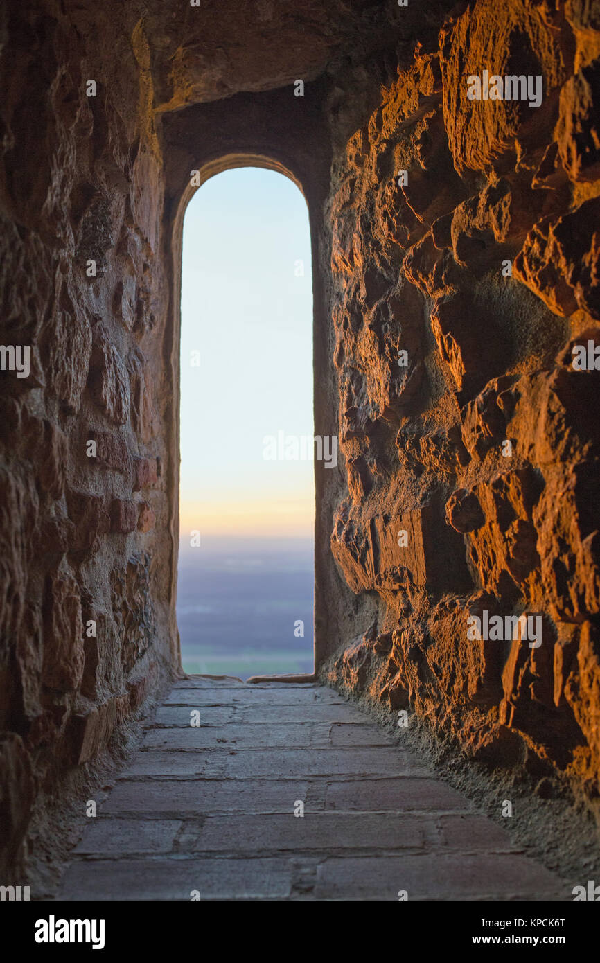 window of a tower of a castle at sunset Stock Photo - Alamy