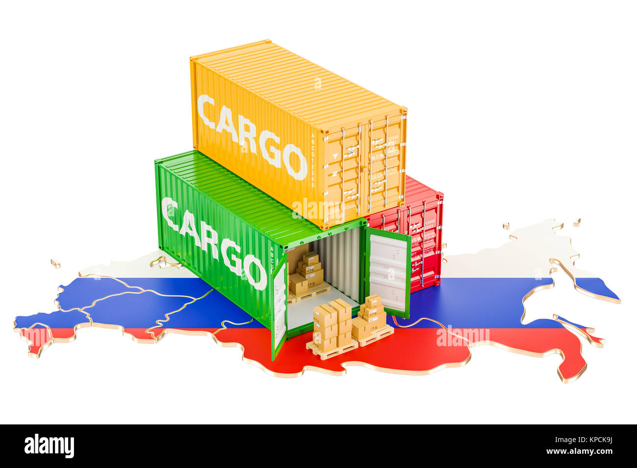 Cargo Shipping and Delivery from Russia isolated on white background ...