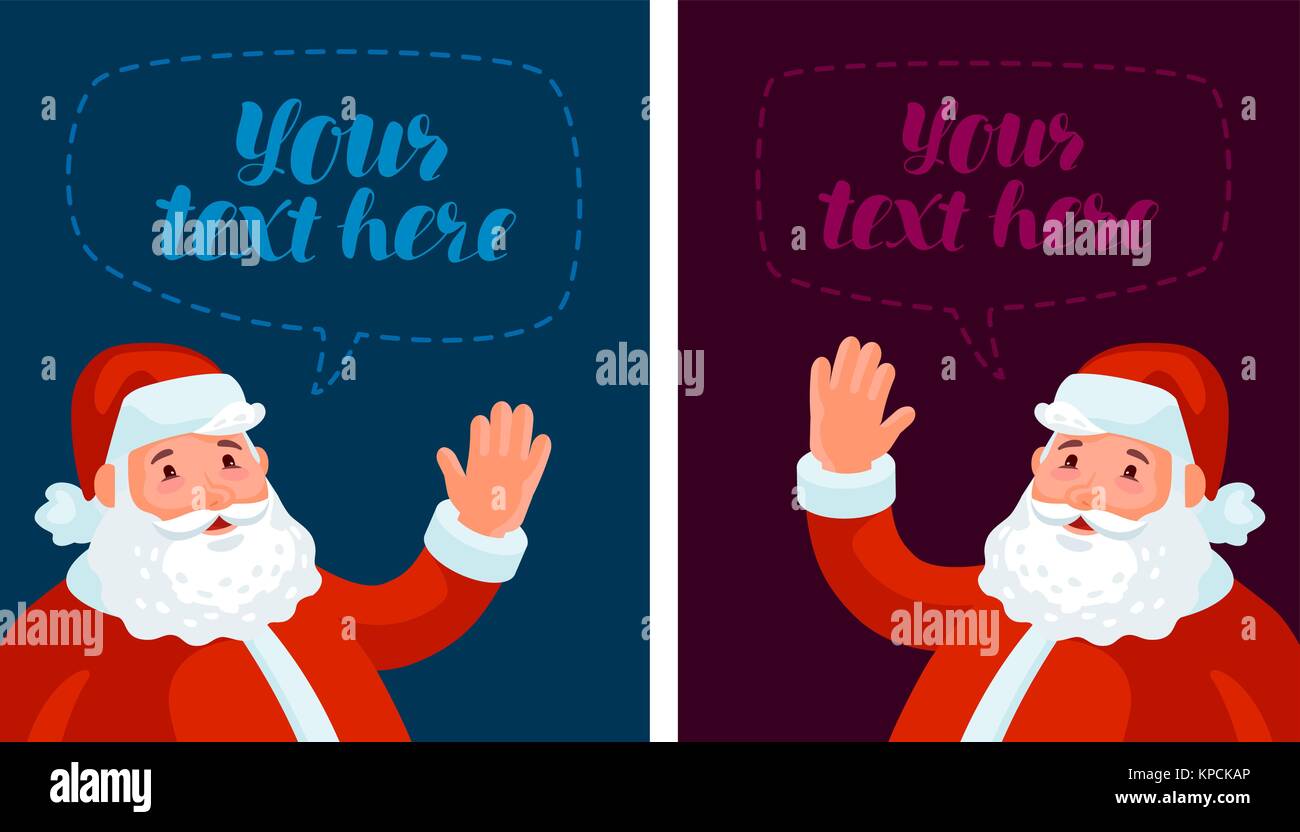 Happy Santa Claus waving. Christmas, xmas, new year banner. Cartoon ...
