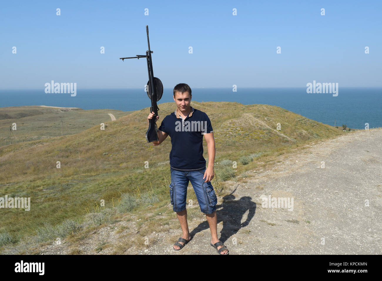 Man with a gun hoax Stock Photo - Alamy
