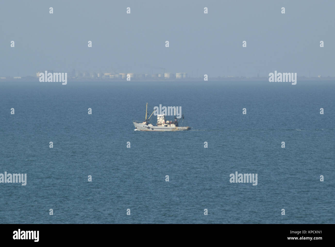 Little old ship in the sea Stock Photo - Alamy