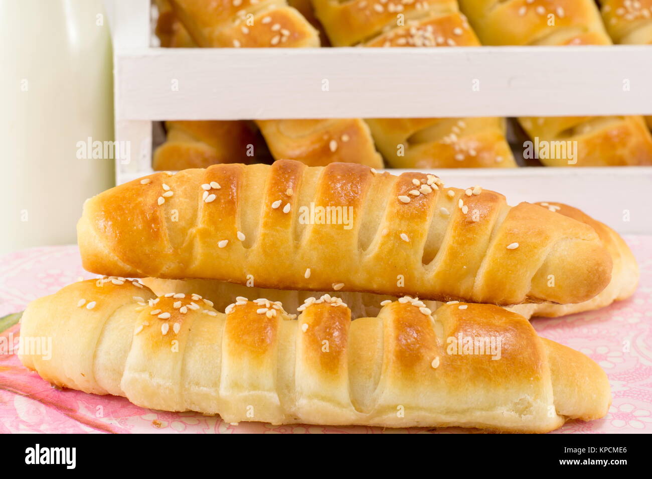bunch of sesame pastry Stock Photo - Alamy