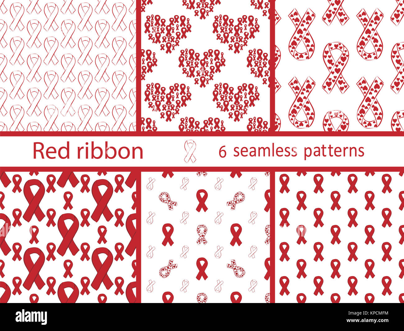 Set red ribbon seamless pattern Stock Photo - Alamy