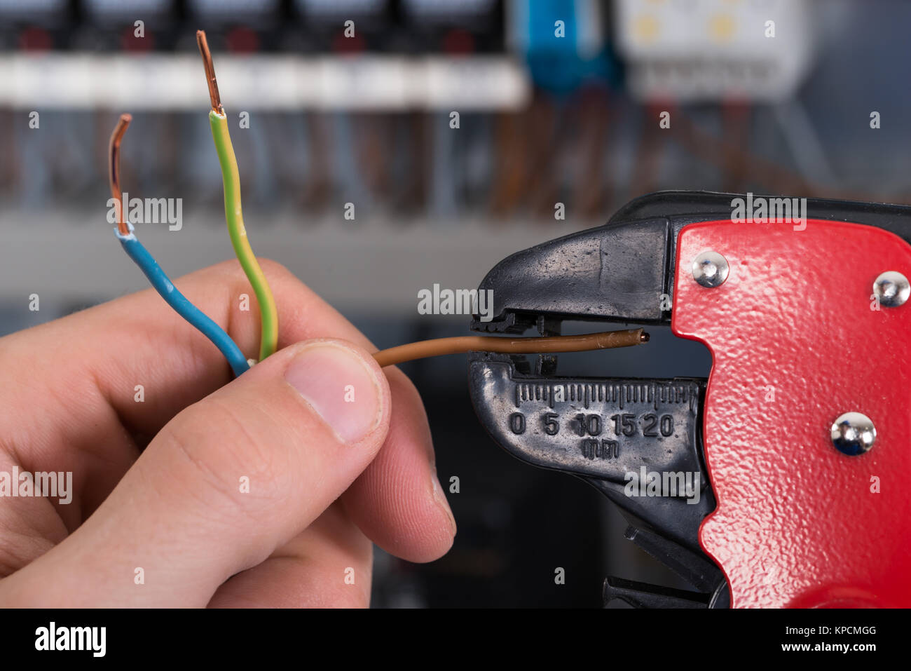 Electrician Hands Stripping Electrical Wires Stock Photo - Alamy