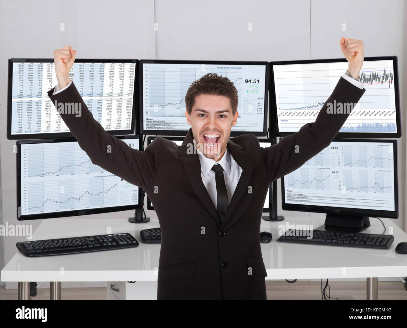 Portraited of excited businessman Stock Photo - Alamy