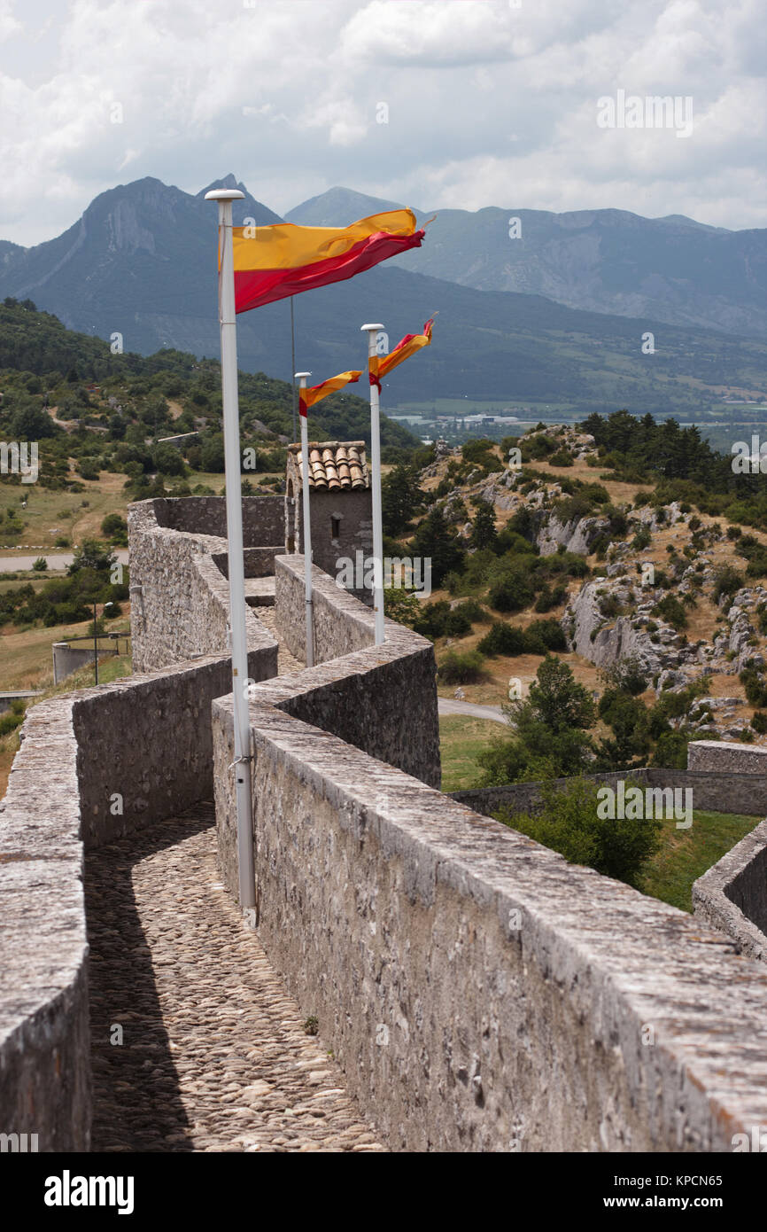Flags on the wall of citadel Stock Photo - Alamy