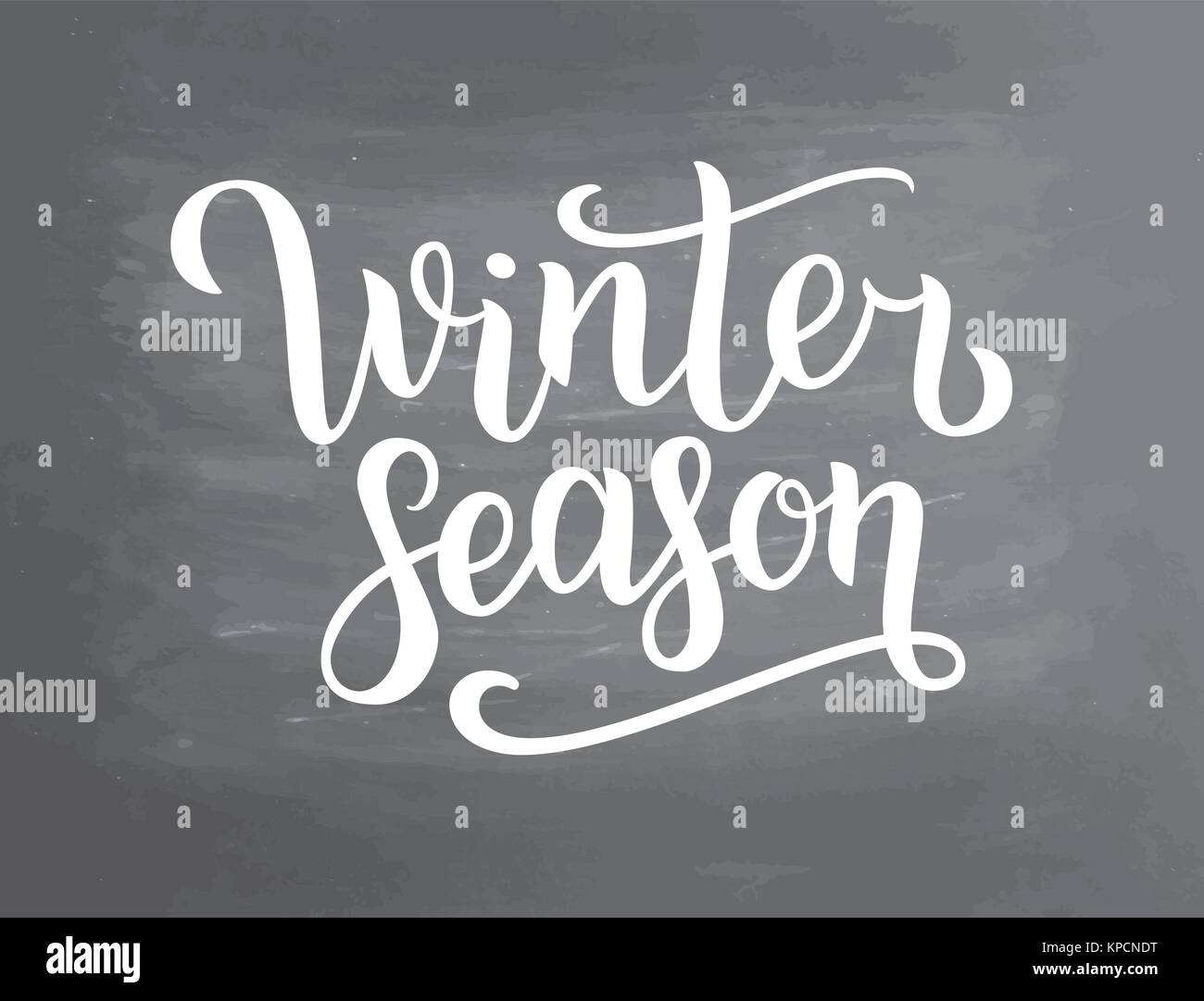 Winter season white lettering text on chalkboard background, vector ...