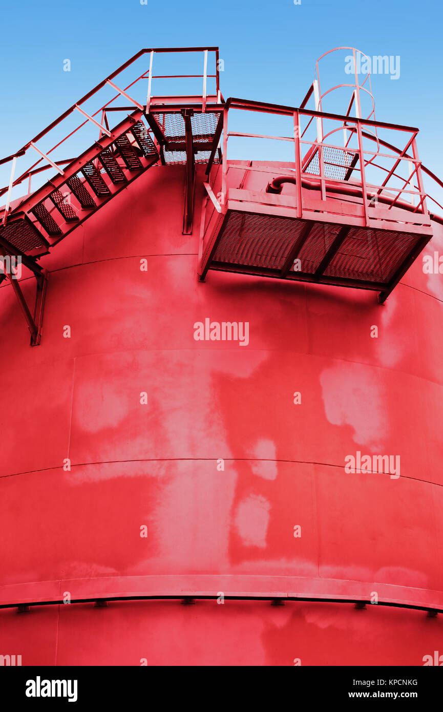 red fuel tank with a stairs Stock Photo - Alamy