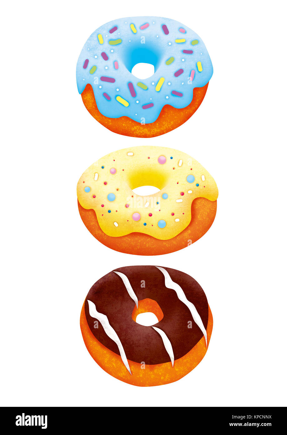Three donuts illustration with clipping path Stock Photo - Alamy