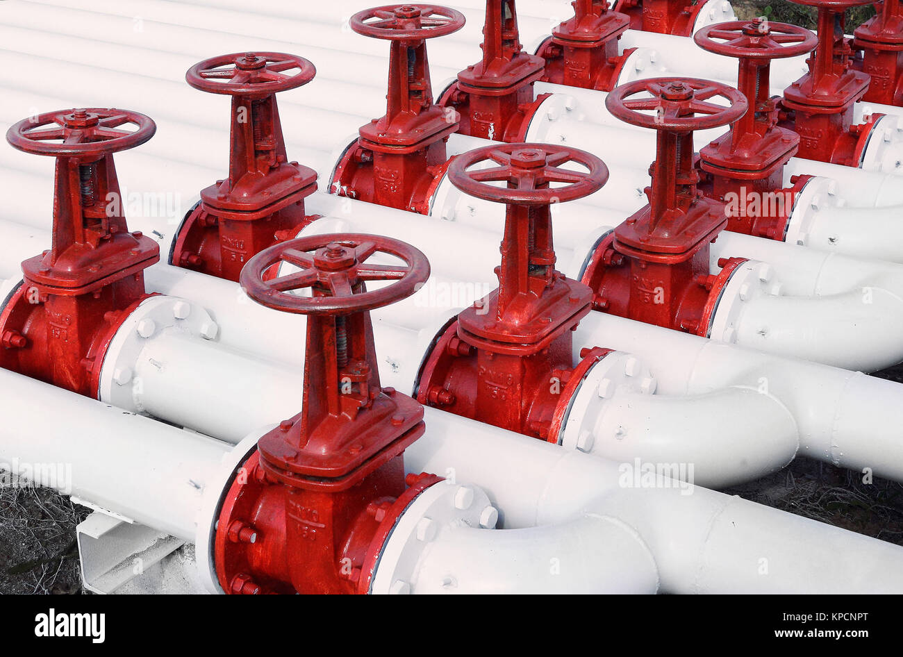 Oil and gas pipe line valves Stock Photo - Alamy