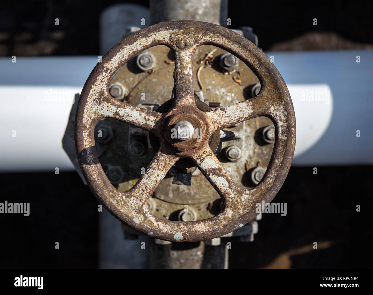 old handwheel of valve. top view Stock Photo - Alamy