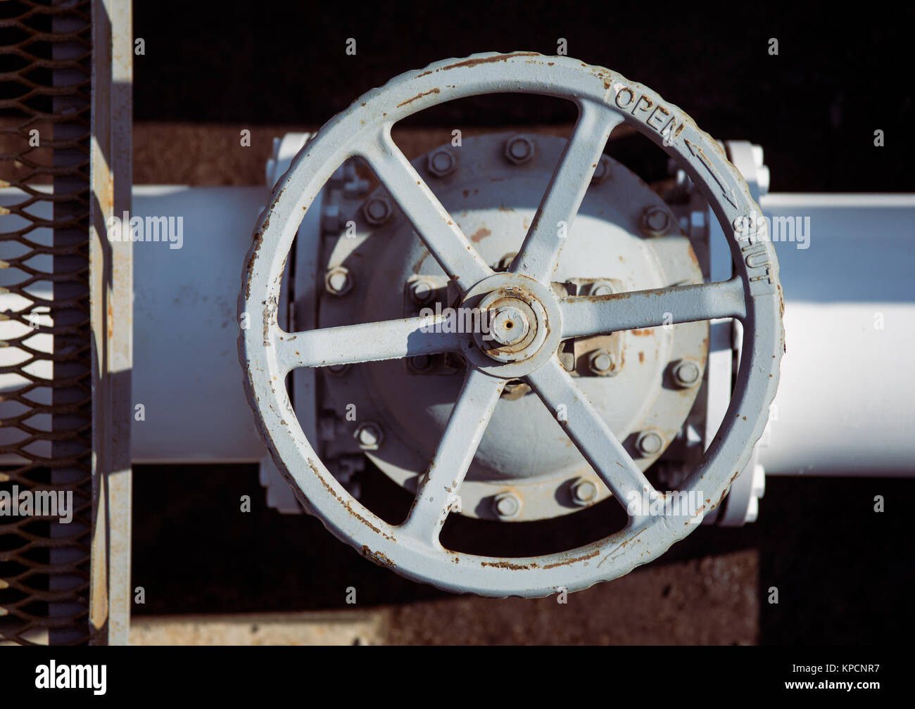 old handwheel of valve. top view Stock Photo - Alamy