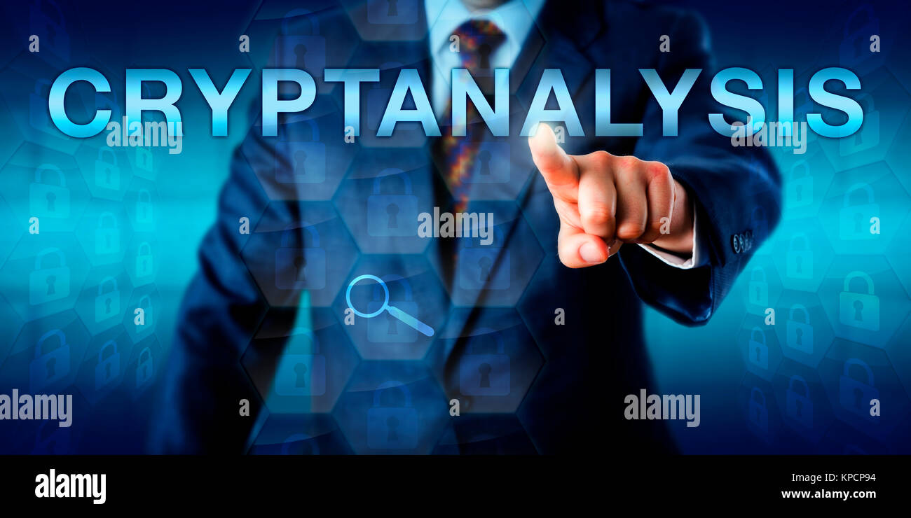 Cryptanalyst Touching CRYPTANALYSIS Onscreen Stock Photo - Alamy
