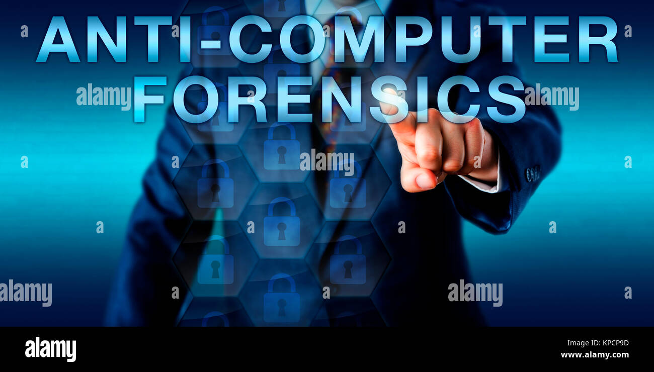 Investigator Pushing ANTI-COMPUTER FORENSICS Stock Photo - Alamy