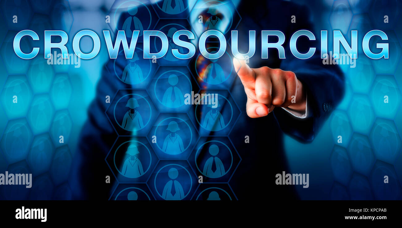 HR Manager Touching CROWDSOURCING Onscreen Stock Photo - Alamy