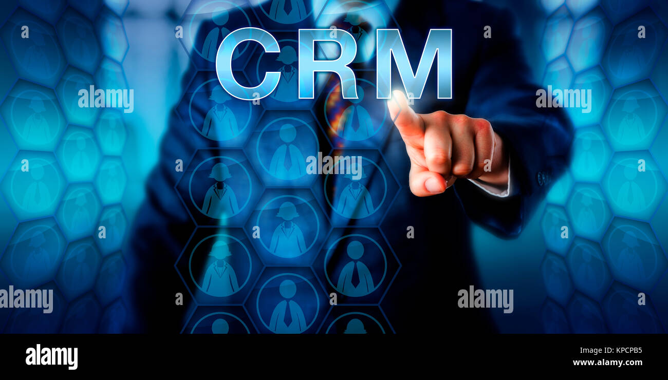 Manager Pushing CRM Onscreen Stock Photo - Alamy