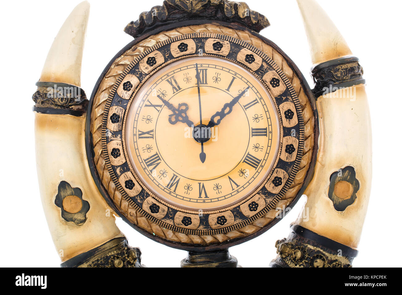 Old antique clock isolated on white Stock Photo - Alamy