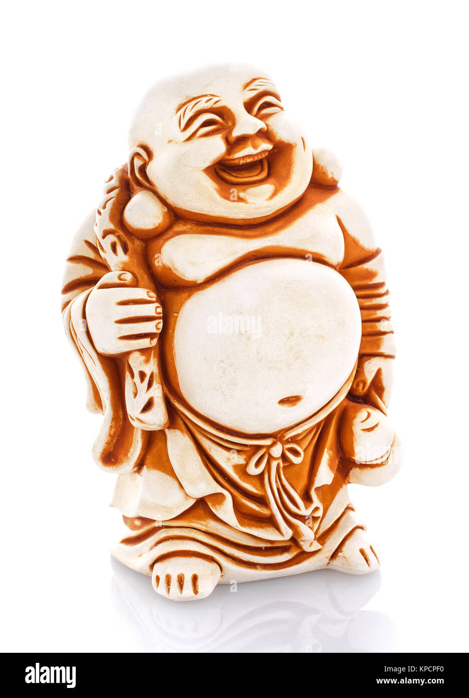 Figurine Cheerful Hotei on a white Stock Photo - Alamy