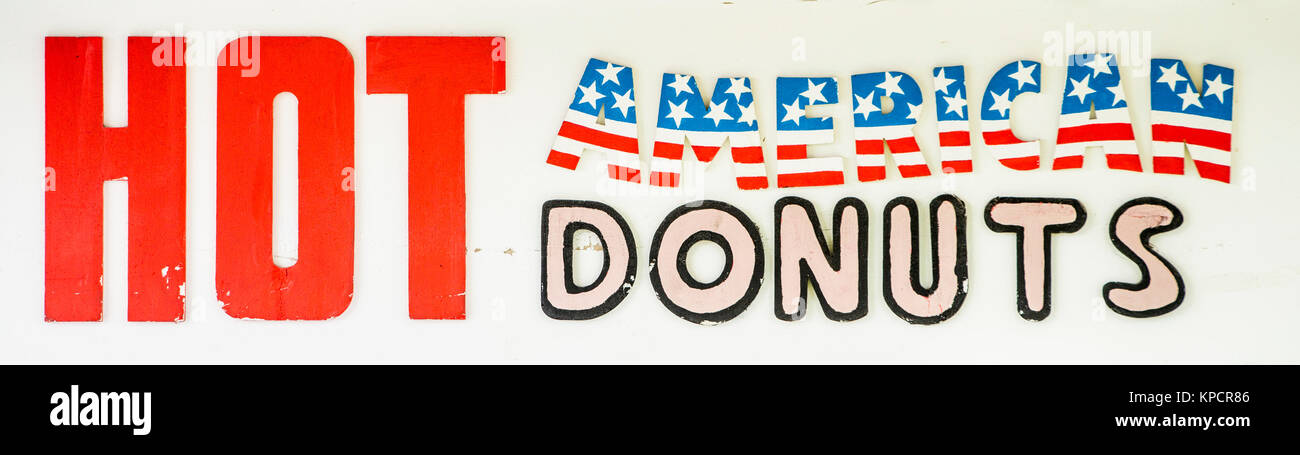 Hot American Donut Sign Stock Photo - Alamy