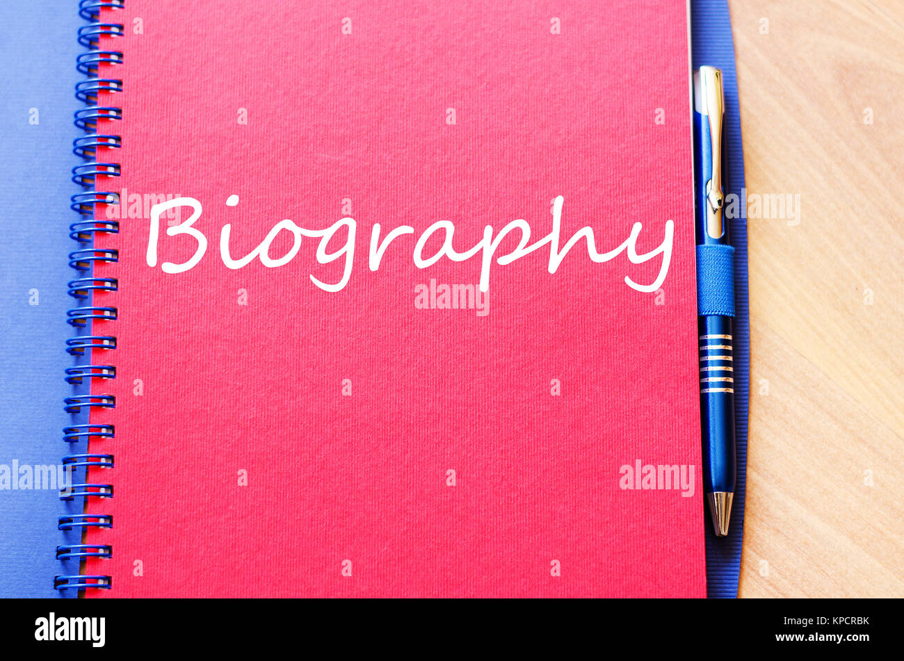 Biography write on notebook Stock Photo - Alamy
