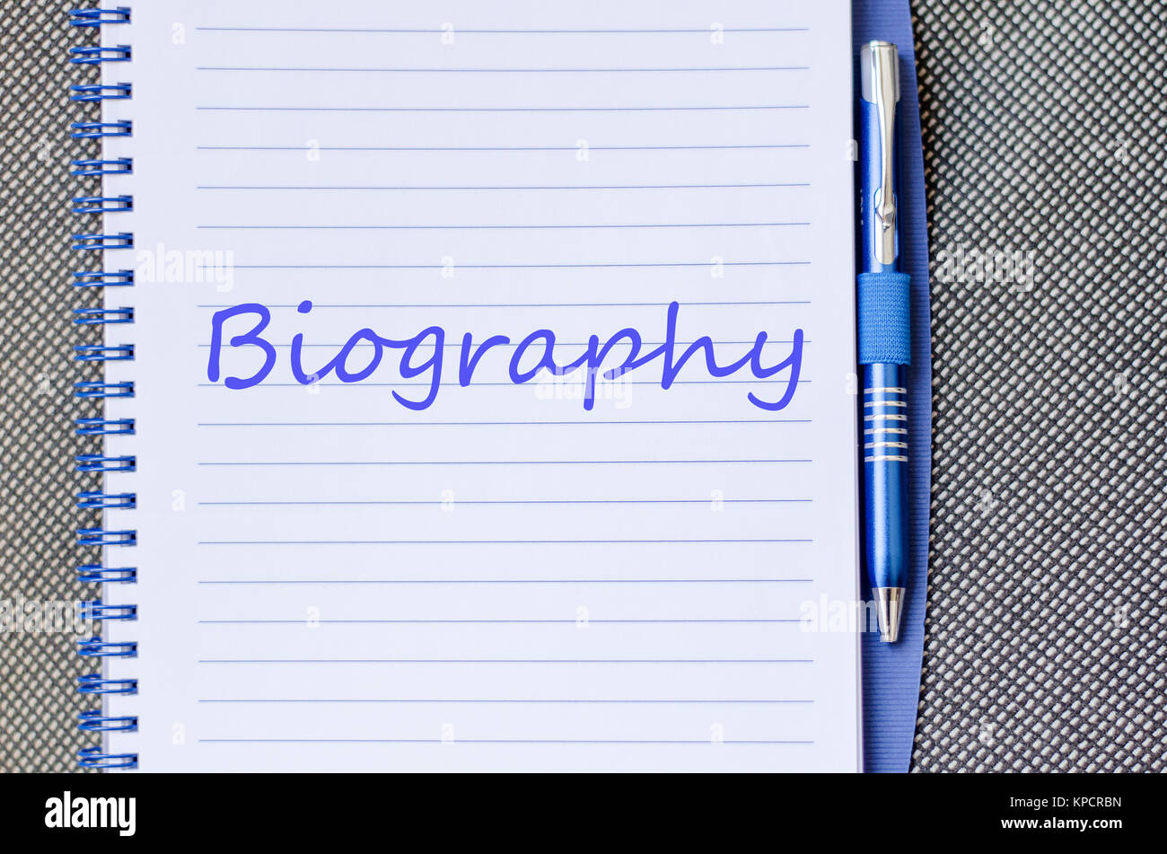 Biography write on notebook Stock Photo - Alamy