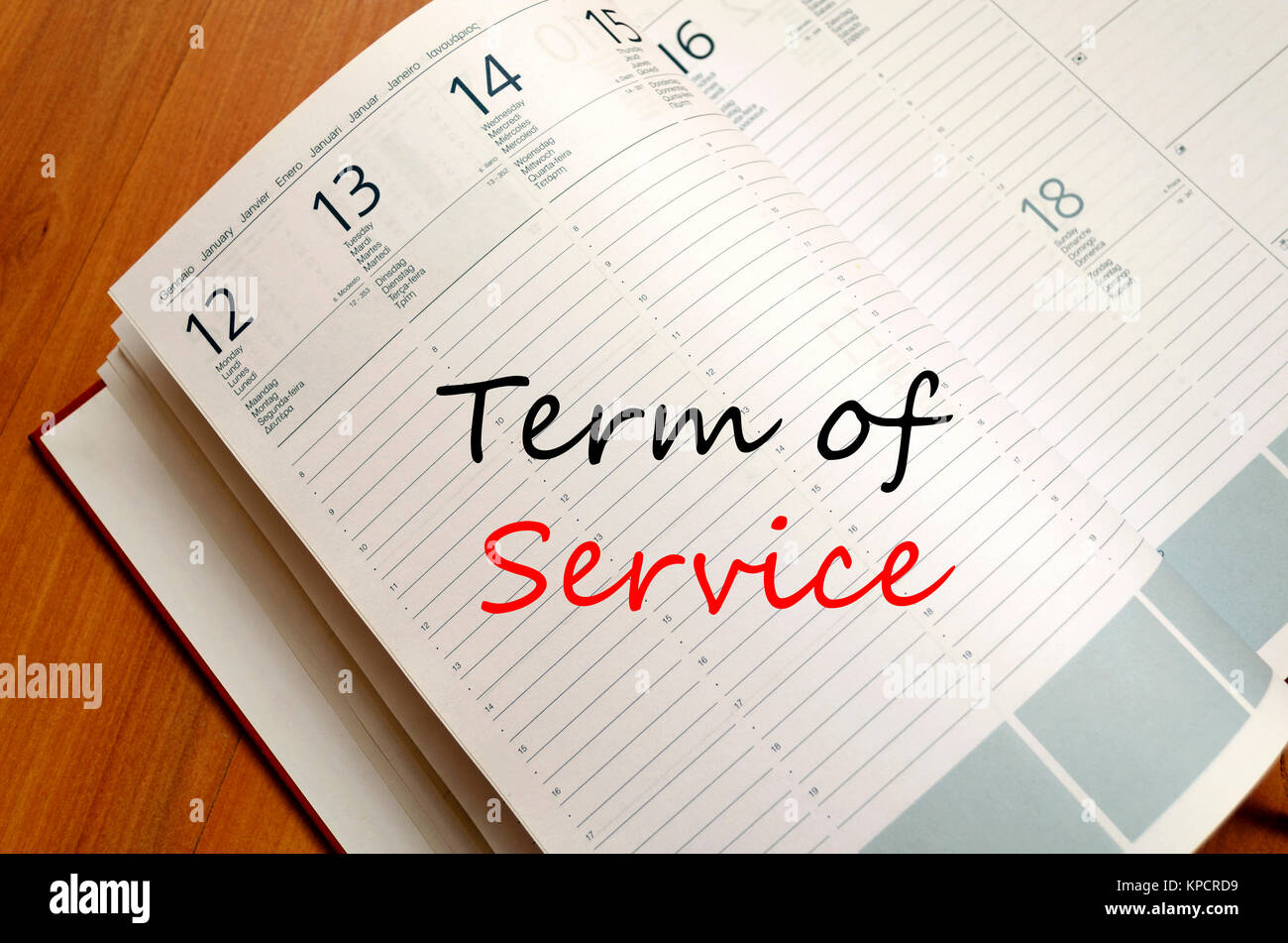 Term of service write on notebook Stock Photo - Alamy