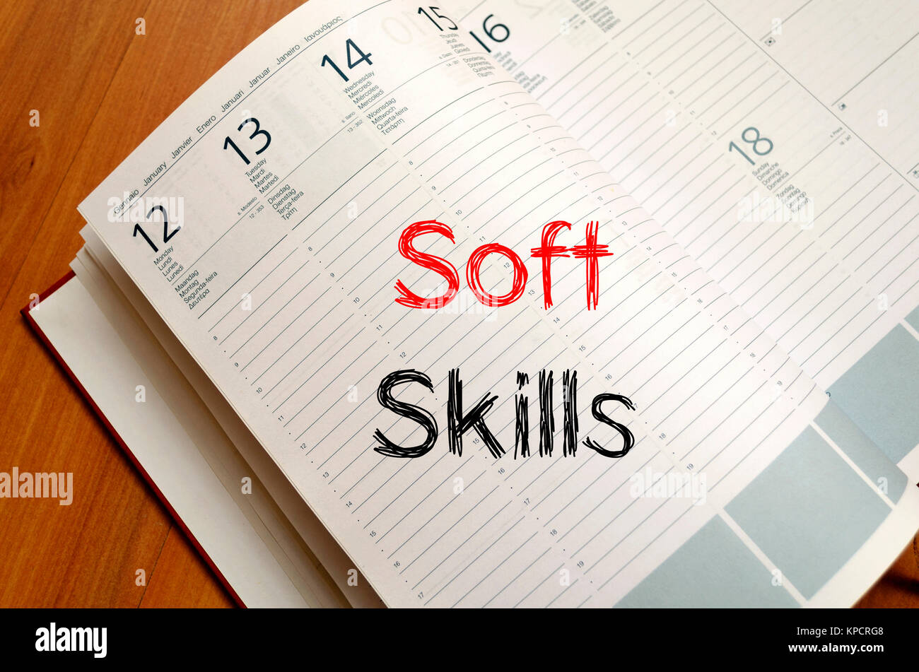 Soft skills write on notebook Stock Photo - Alamy