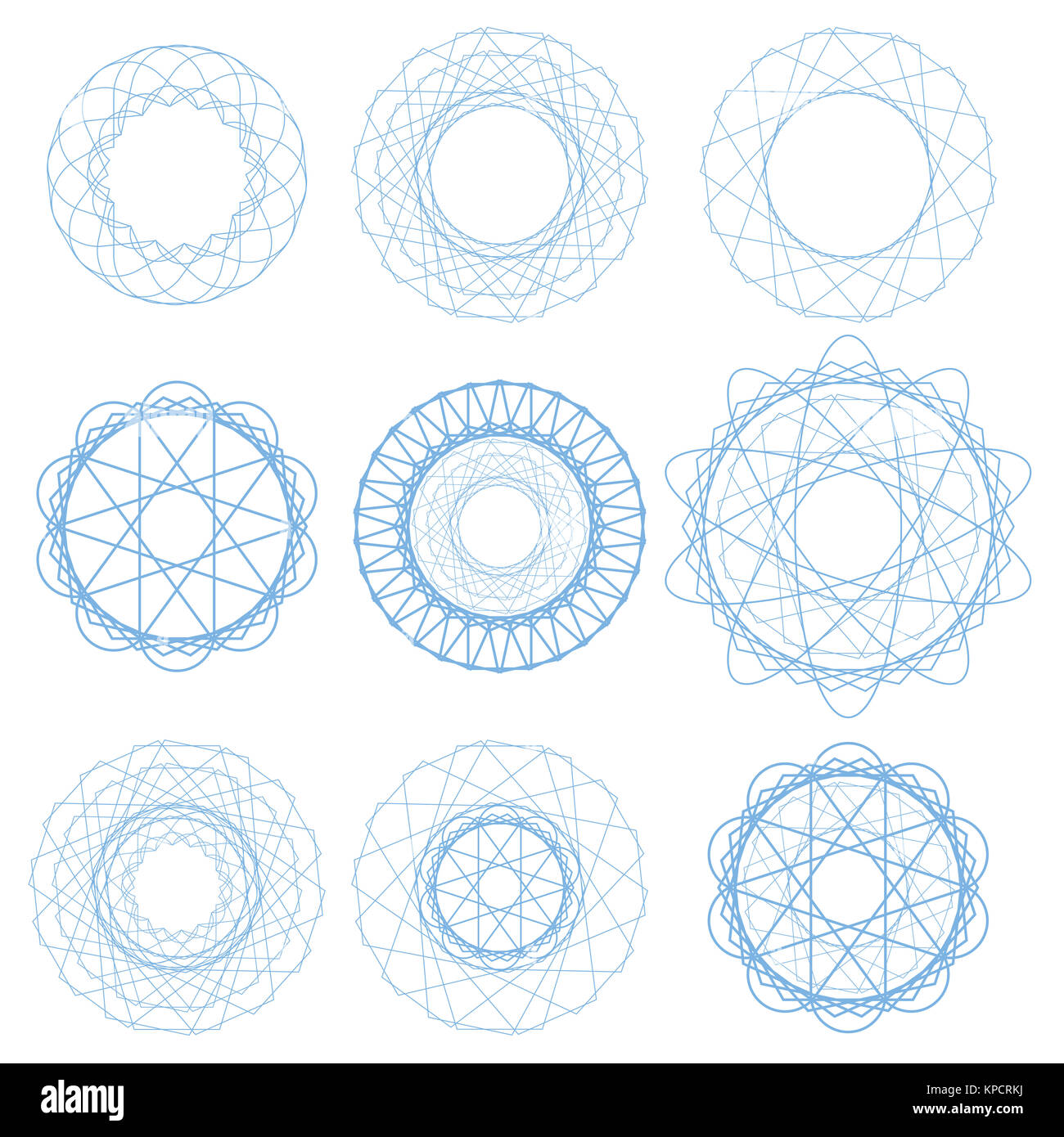 Set of Blue Circle Ornaments Stock Photo - Alamy