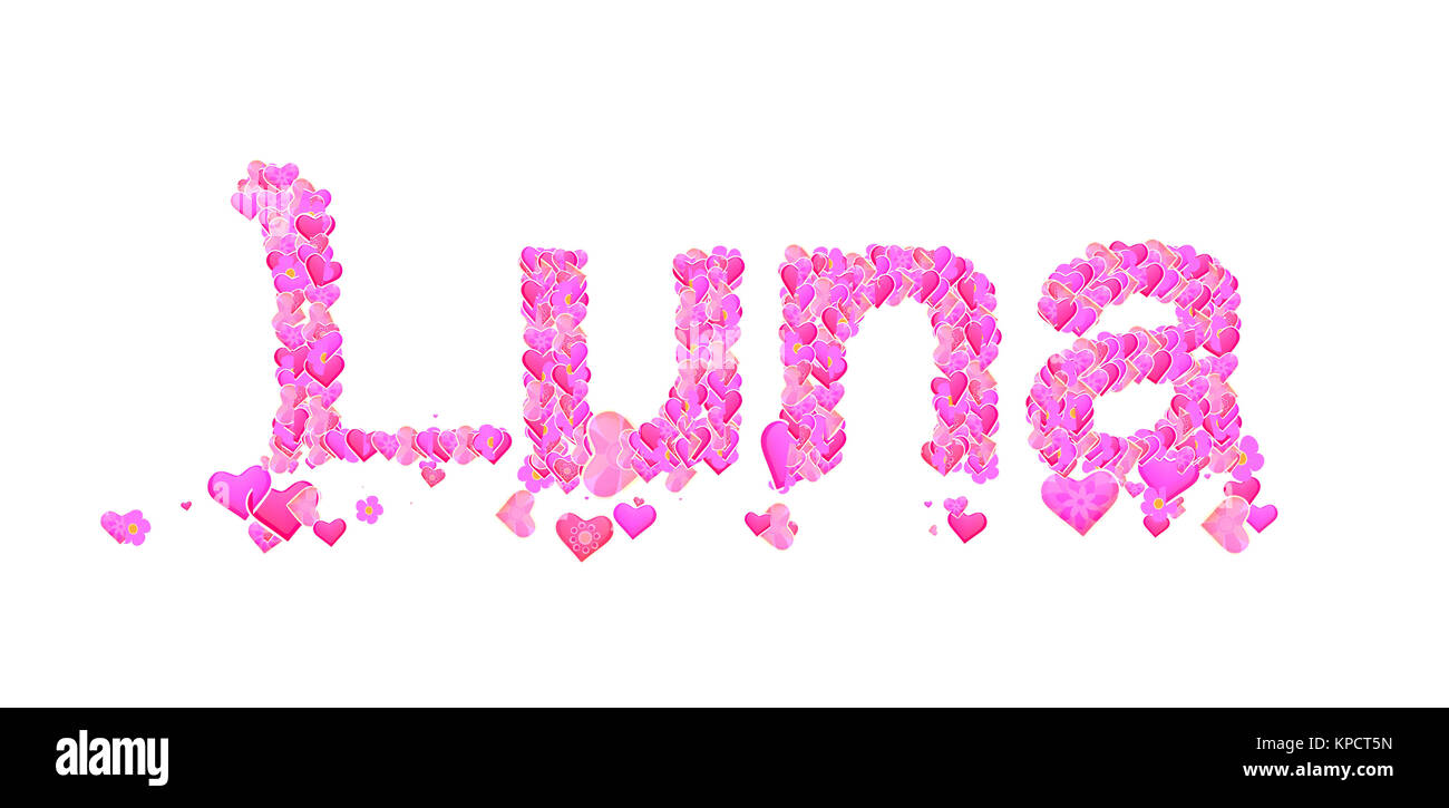 Name set with hearts decorative lettering type design Stock Photo - Alamy