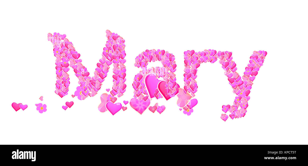 Name set with hearts decorative lettering type design Stock Photo - Alamy