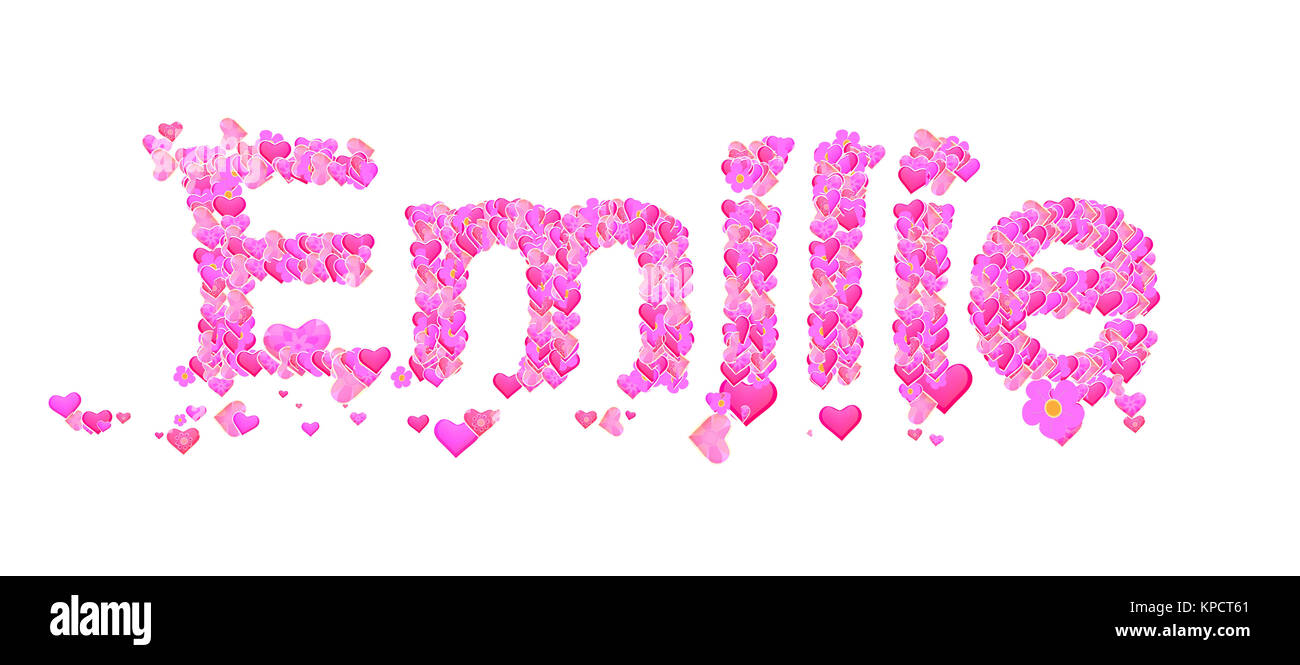 Name set with hearts decorative lettering type design Stock Photo - Alamy